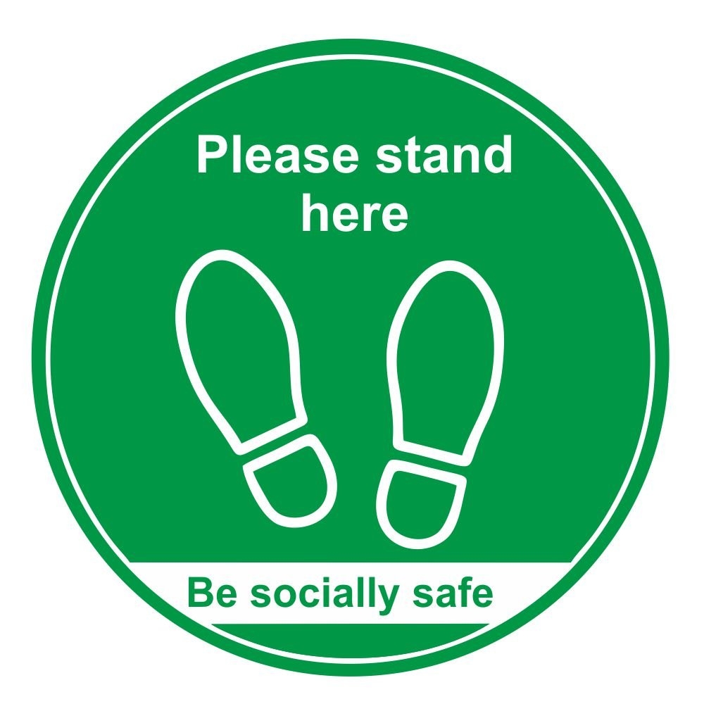 Social Distancing Floor Graphic - Please stand here - CK Consumables Ltd